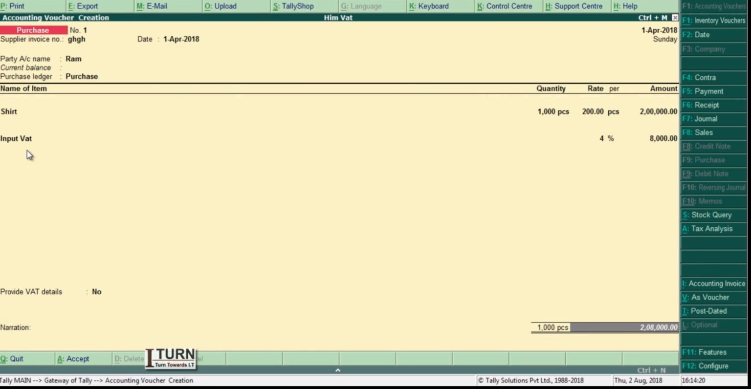 Recording VAT Entries in Tally.ERP 9 with Detailed Steps and Examples ...