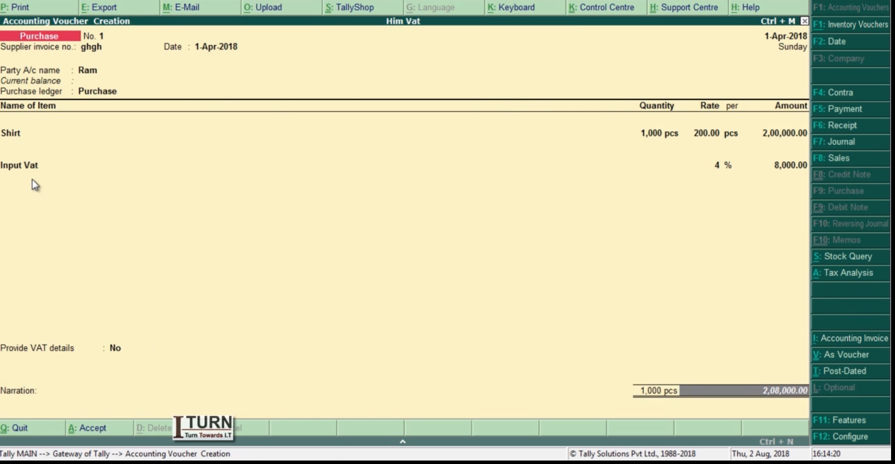 Recording VAT Entries in Tally.ERP 9 with Detailed Steps and Examples ...
